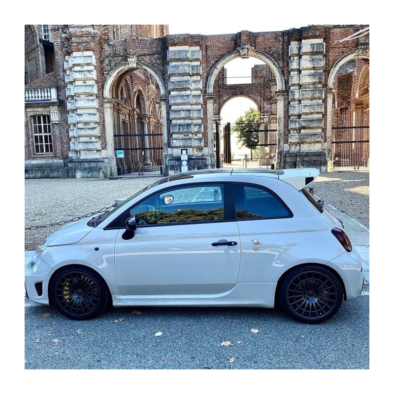 Abarth 500 595 adjustable rear spoiler wing installation above the original
