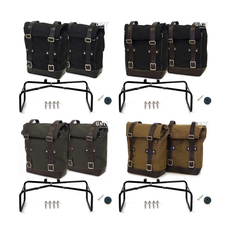 Two canvas side bags + double BMW R NineT Family Unitgarage frame Color ...