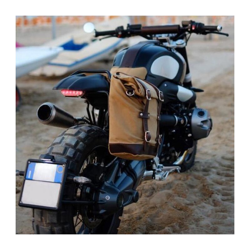 BMW R NineT Family Scram side bag in canvas 22L-30L + Unitgarage frame ...